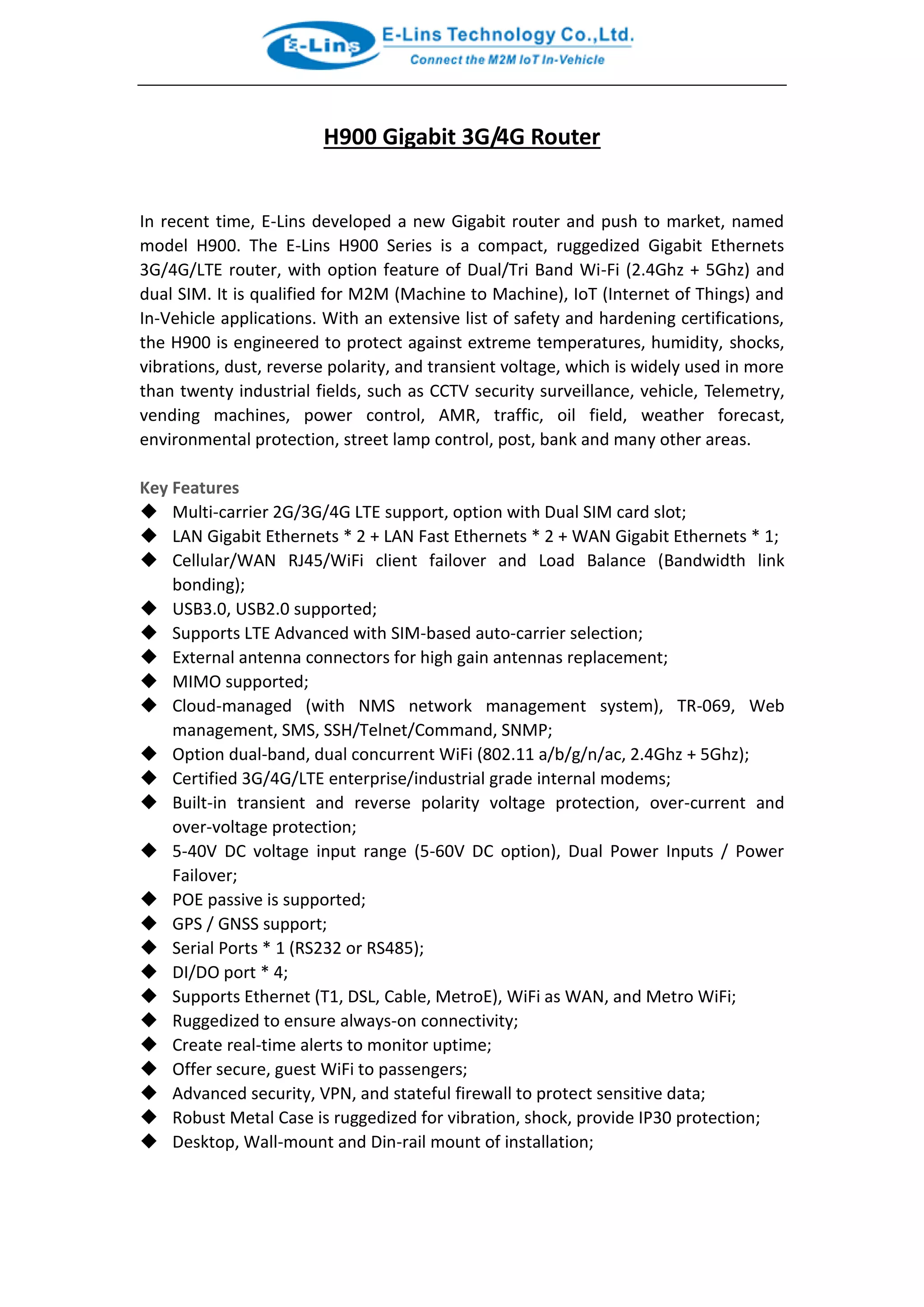 H900 Gigabit 3G-4G Router | PDF