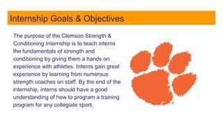 Clemson Strength & Conditioning | PPTX
