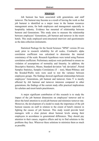 effects of generations on the relationship between job burnout and ...