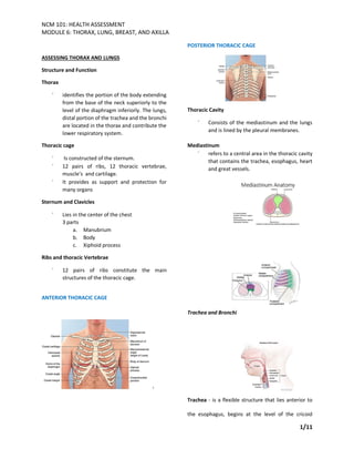 Comprehensive Health Assessment: Thorax, Lung, Breast, and Axilla ...