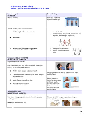 Comprehensive Musculoskeletal System Assessment in Nursing Health | PDF
