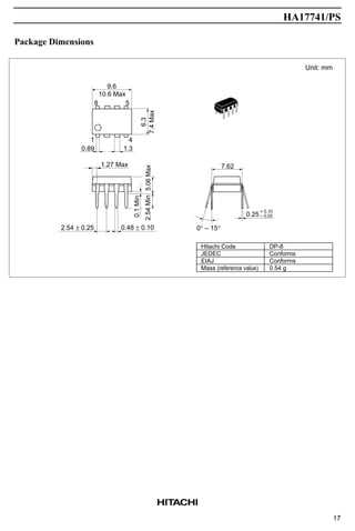 HA17741 General Purpose Operational Amplifier | PDF