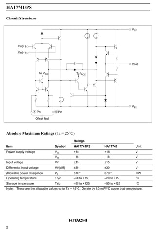 HA17741 General Purpose Operational Amplifier | PDF