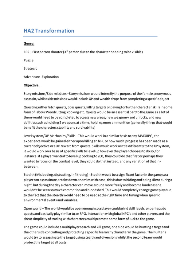 Ha2 transformation game synopsis MPH | PDF