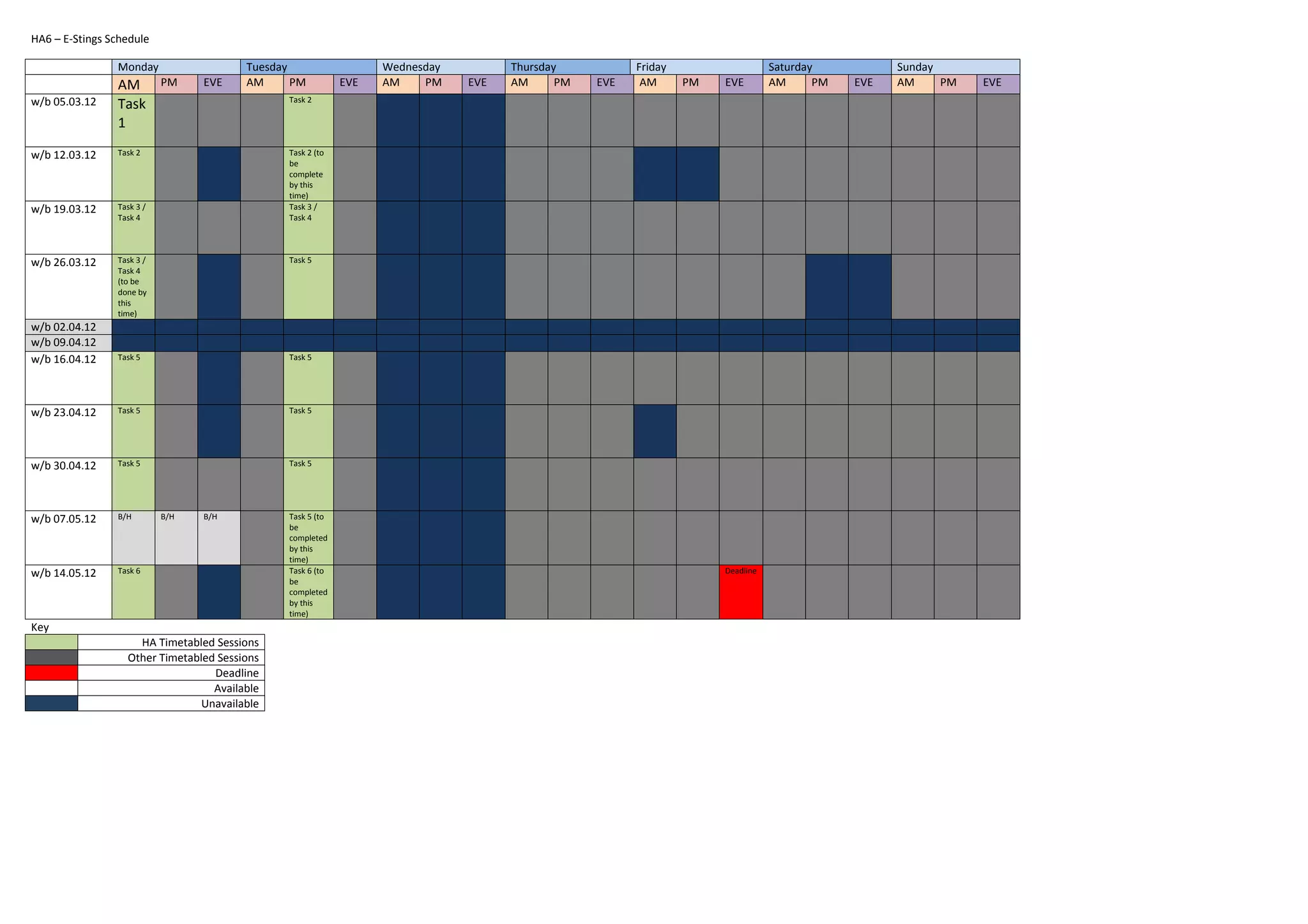 Ha6 e stings_schedule_230412 unit 64 | PPT