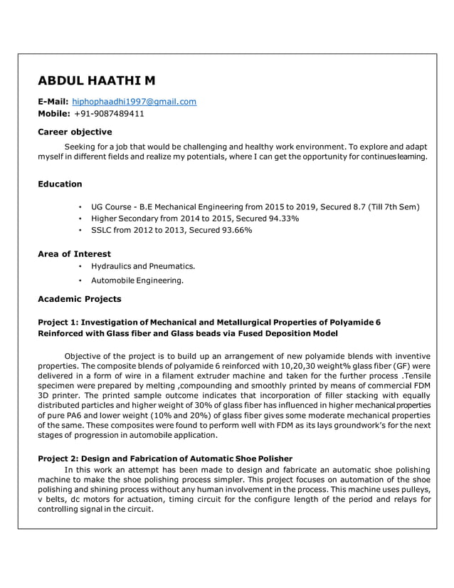 Haadhi's resume 1 | PDF | Technology & Computing
