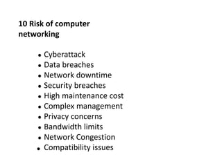 Rish of Computer Networking and Benefits of Networking | PPT