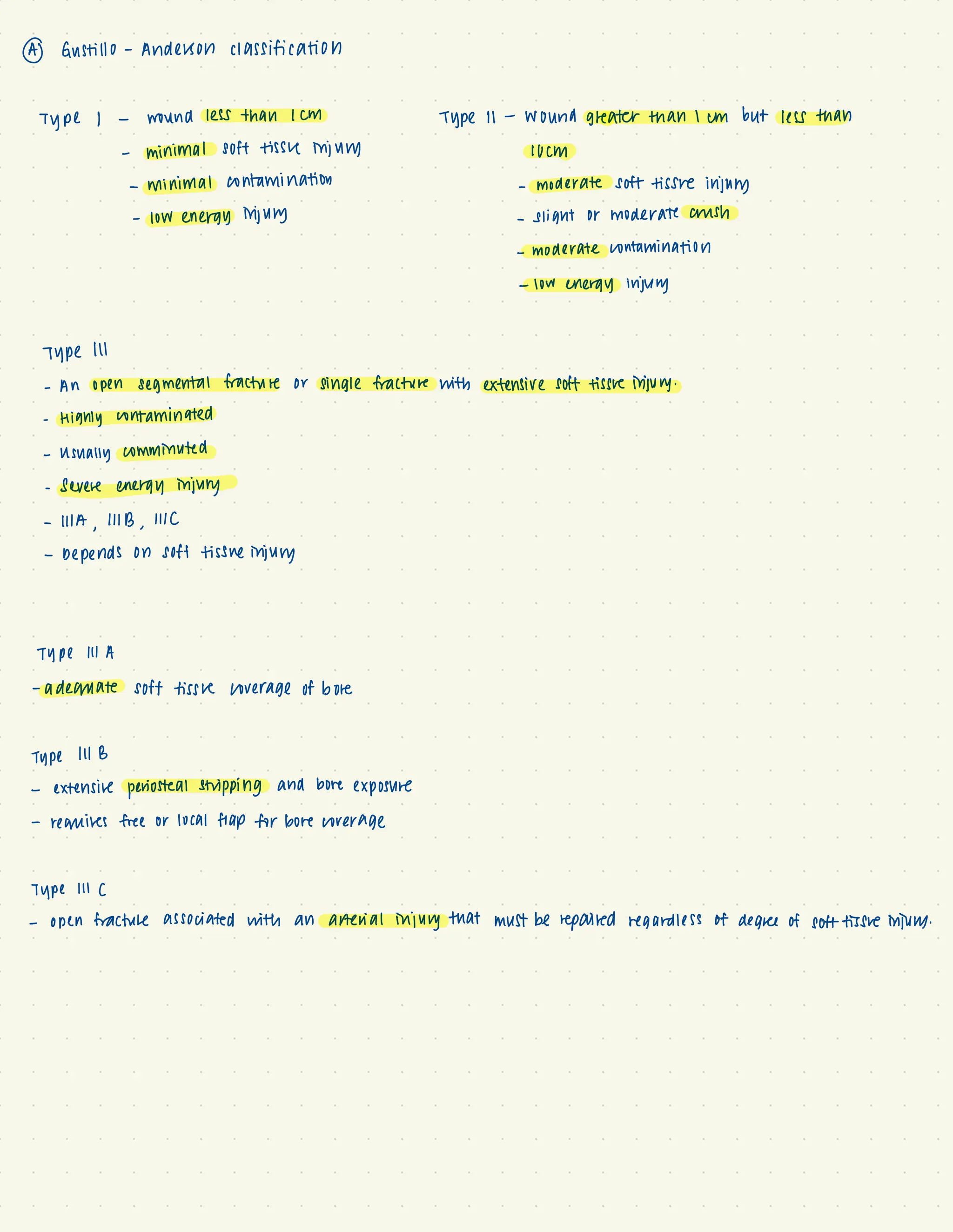 Gustillo Anderson classification, classes of haemorrhagic shock notes ...