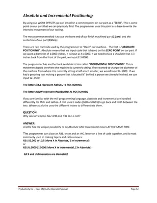 Haas lathe operator manual | PDF