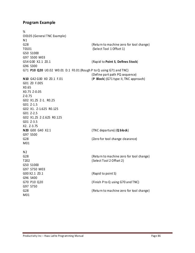 Haas lathe programming manual