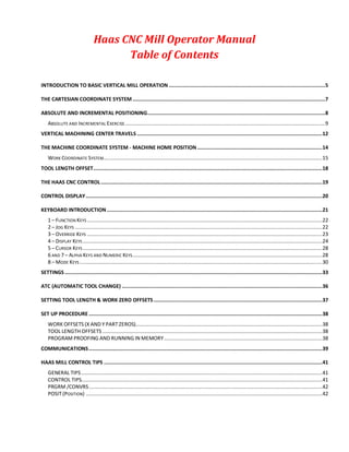 Haas mill operator manual | PDF