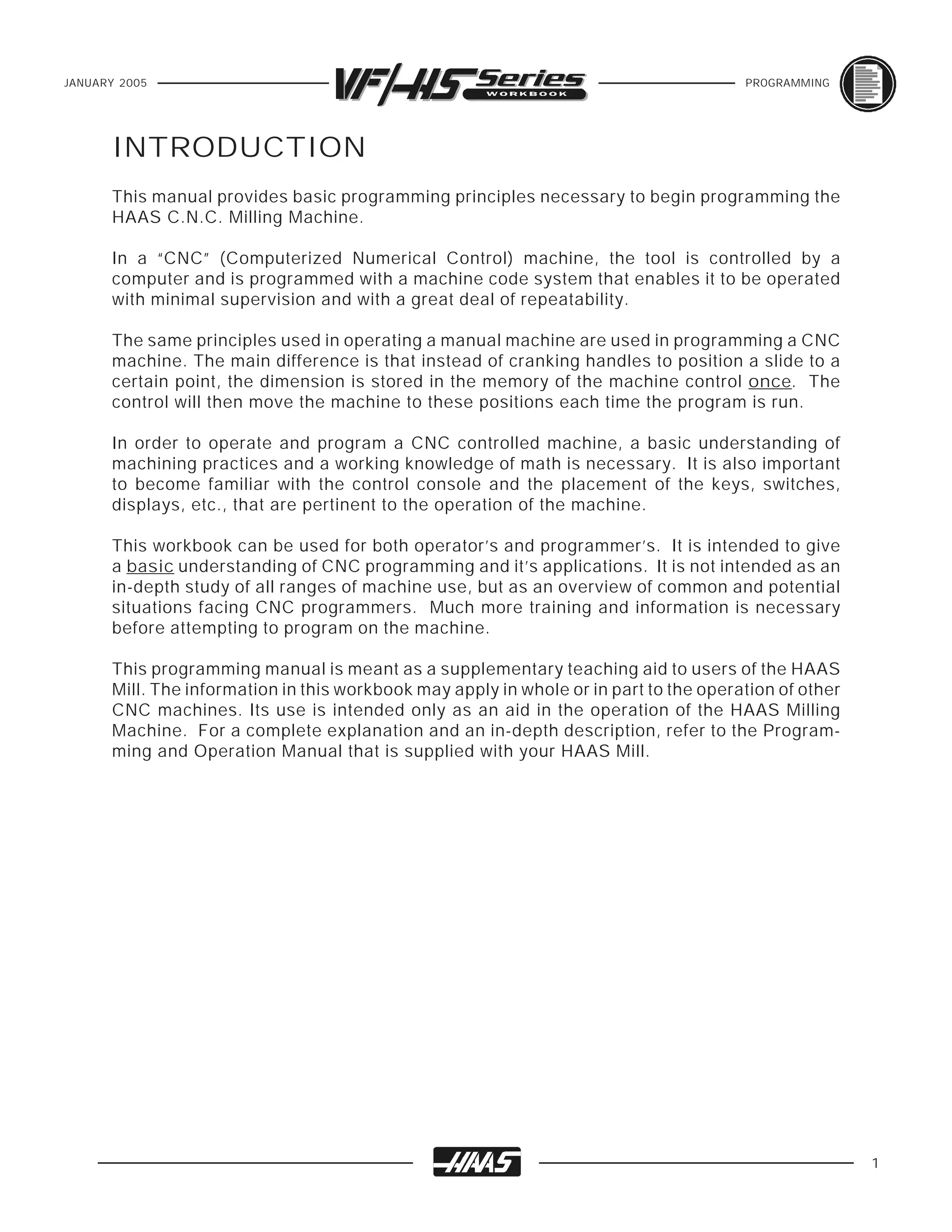 Haas mill programming workbook | PDF