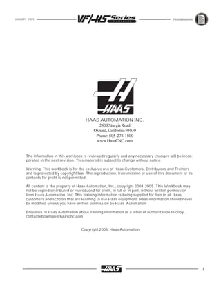 Haas mill programming workbook | PDF