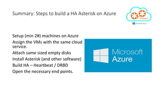 Build HA Asterisk on Microsoft Azure using DRBD/Heartbeat | PPTX