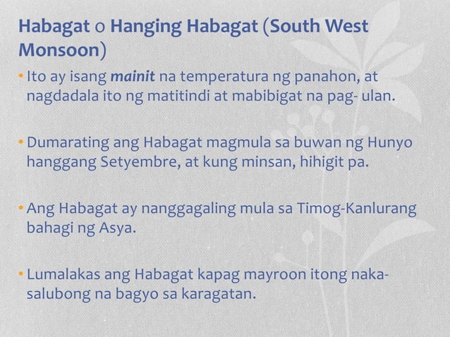 Habagat, Amihan, at ITCZ | PPTX