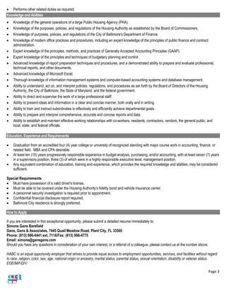 Housing Authority of Baltimore City (HABC) Chief Financial Officer | PDF