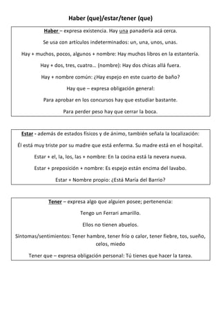 Haber, hay que, tener que, estar | DOCX