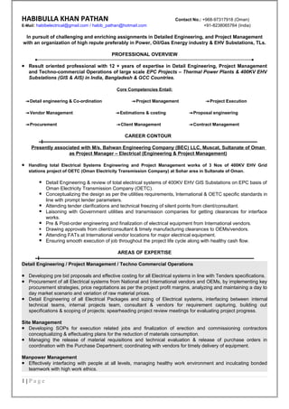 Habibulla Khan Pathan - Engineering & Project Management Professional | DOC