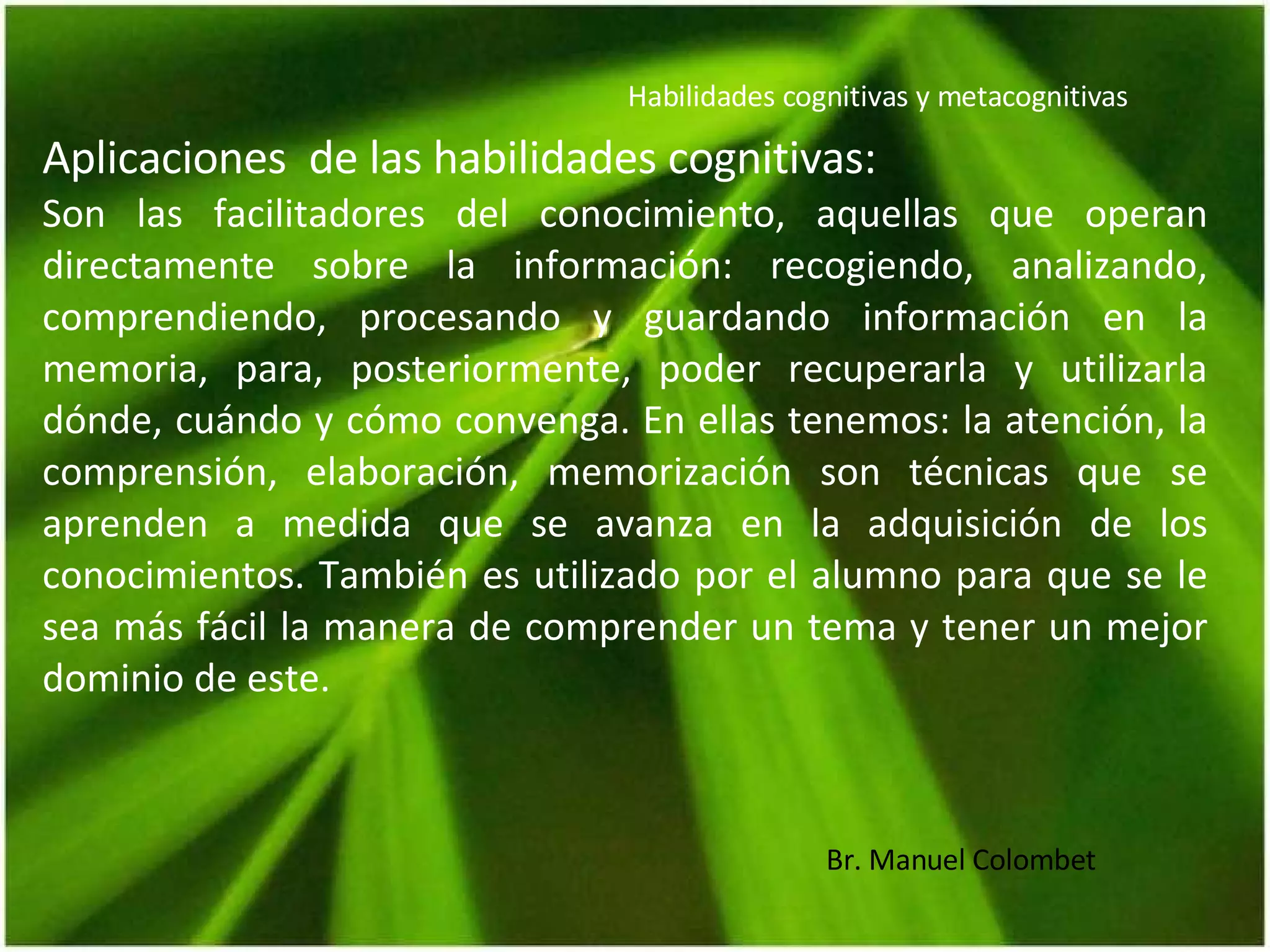 Habilidades Cognitivas Y Metacognitivas 1 Man | PPT