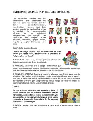 Habilidades Sociales Para Resolver Conflictos