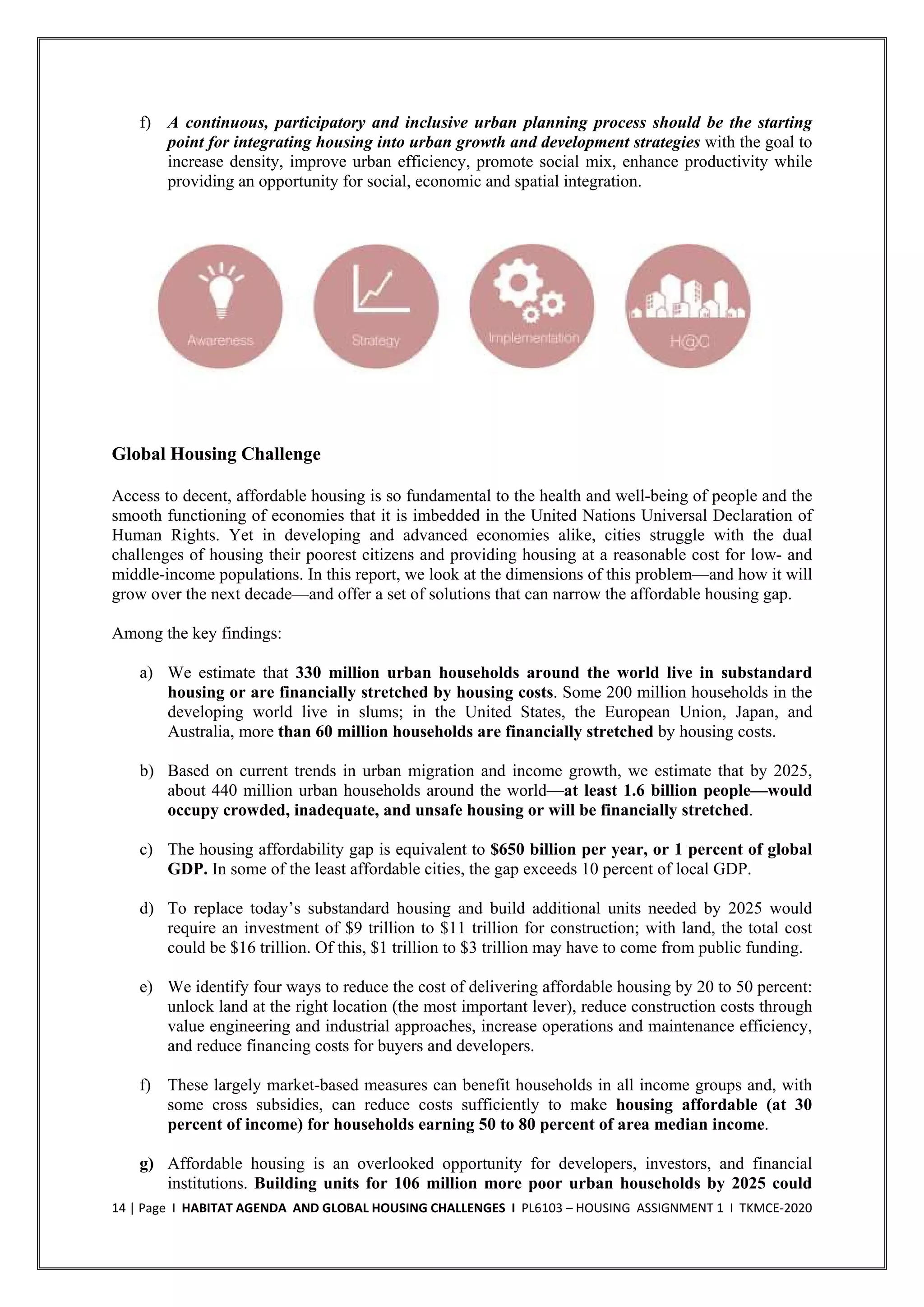 Habitat agenda and global housing challenges | PDF