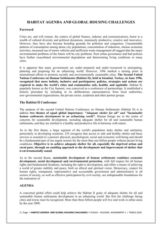 Habitat agenda and global housing challenges | PDF