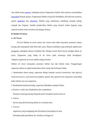 Habitat dan ekosistem | DOC