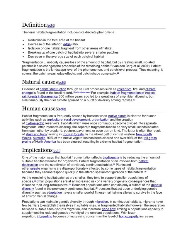 Habitat fragmentation | DOCX | Landscaping | Home & Garden