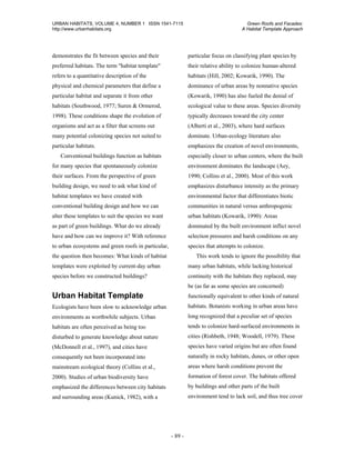 Green Roofs and Facades: A Habitat Template Approach | PDF