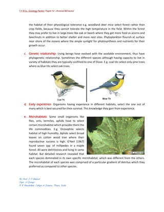 Animal Behavior: Habitat selection sudeshrathod | PDF