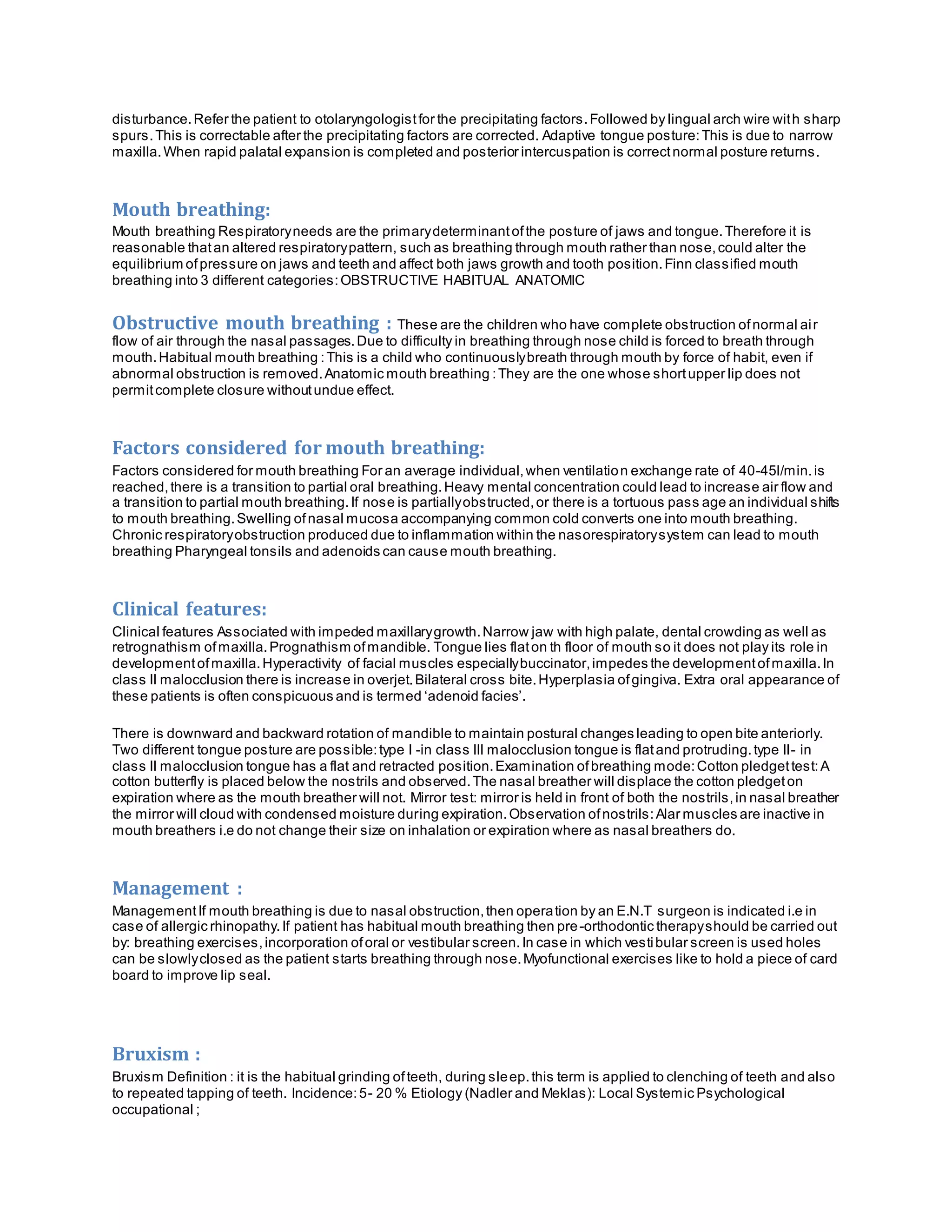 Habits AND ITS MANAGEMENT ORTHODONTICS | DOCX
