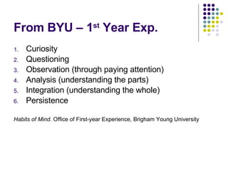 Habits Of Mind Lbcc | PPT