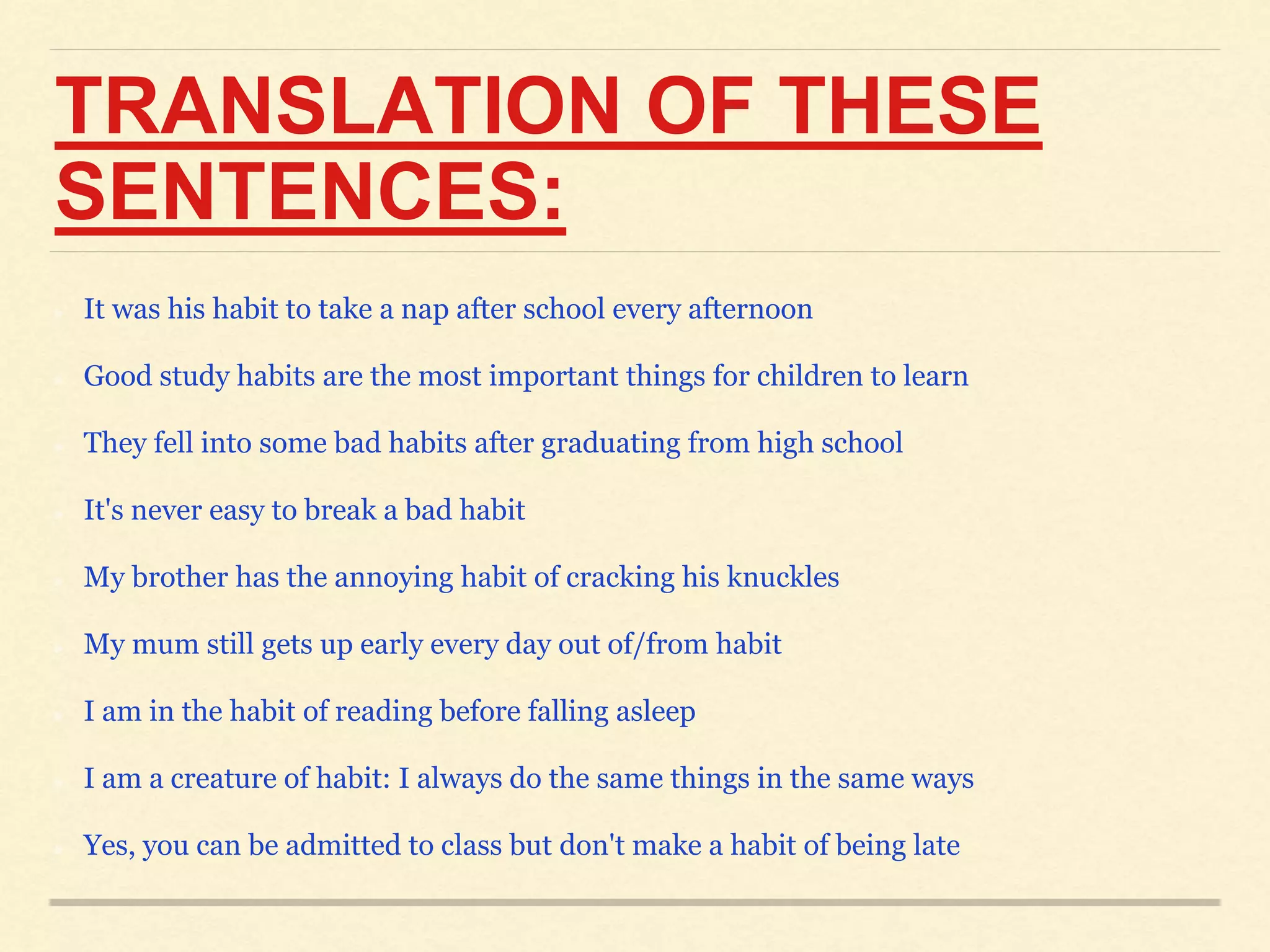 Habits and bad habits | PPTX