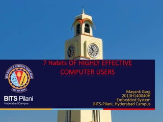 Habits for computer | PPTX | Operating Systems | Computer Software and Applications