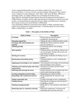 Habits of mind | PDF