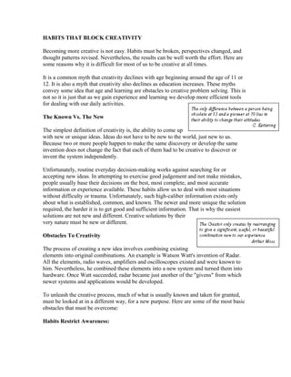 Habits that block creativity | PDF
