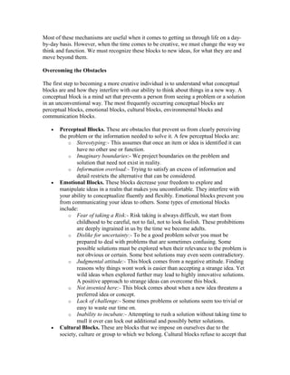 Habits that block creativity | PDF