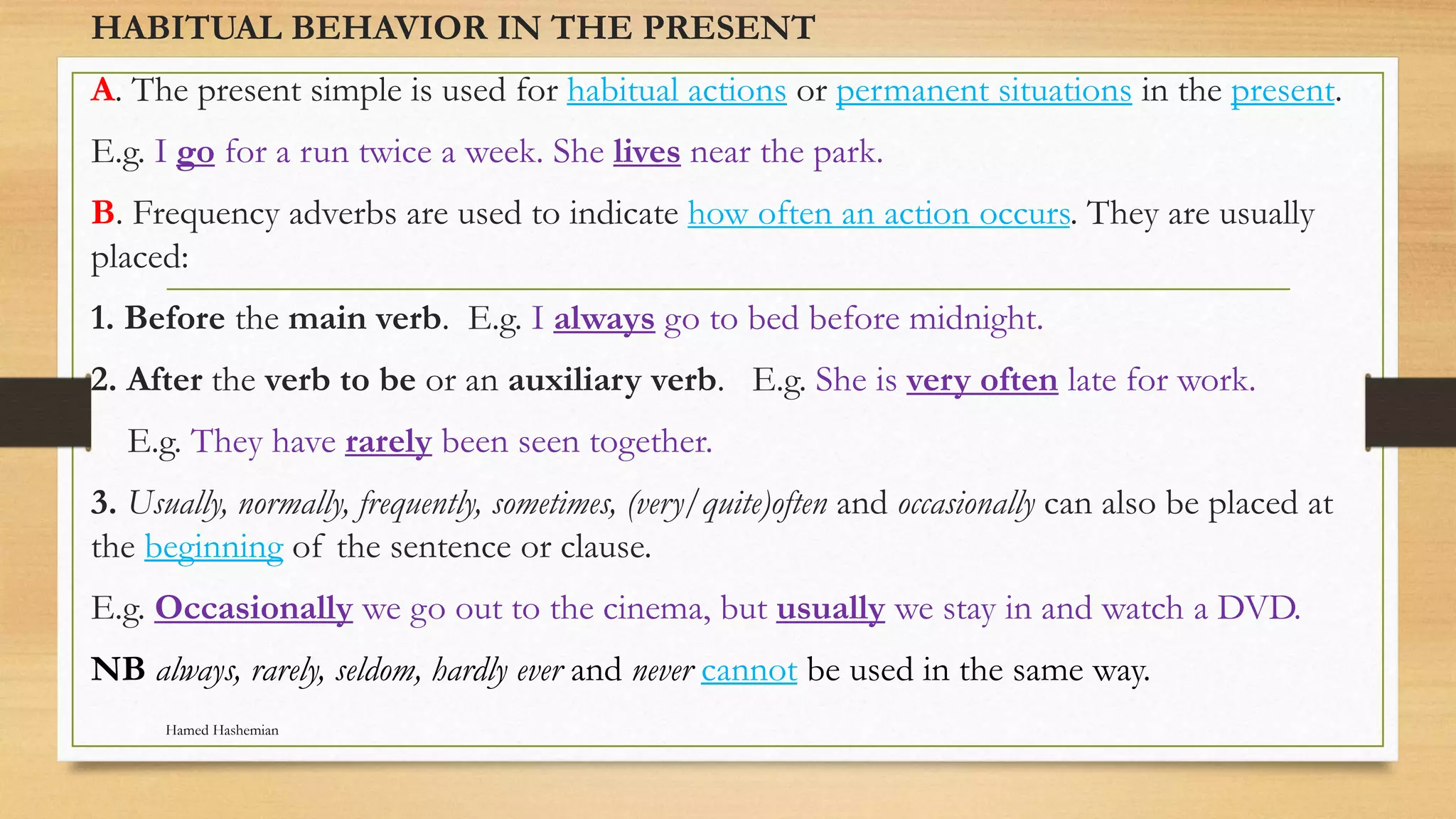 Habitual behaviour(unit 1) | PPTX