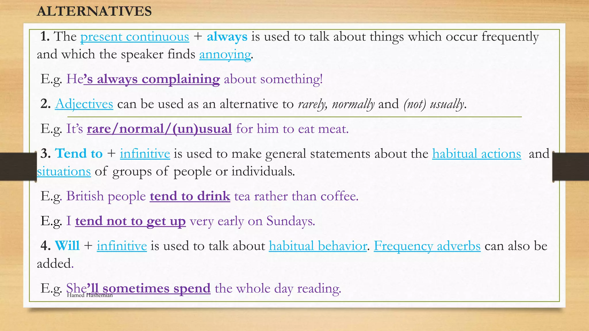 Habitual behaviour(unit 1) | PPTX