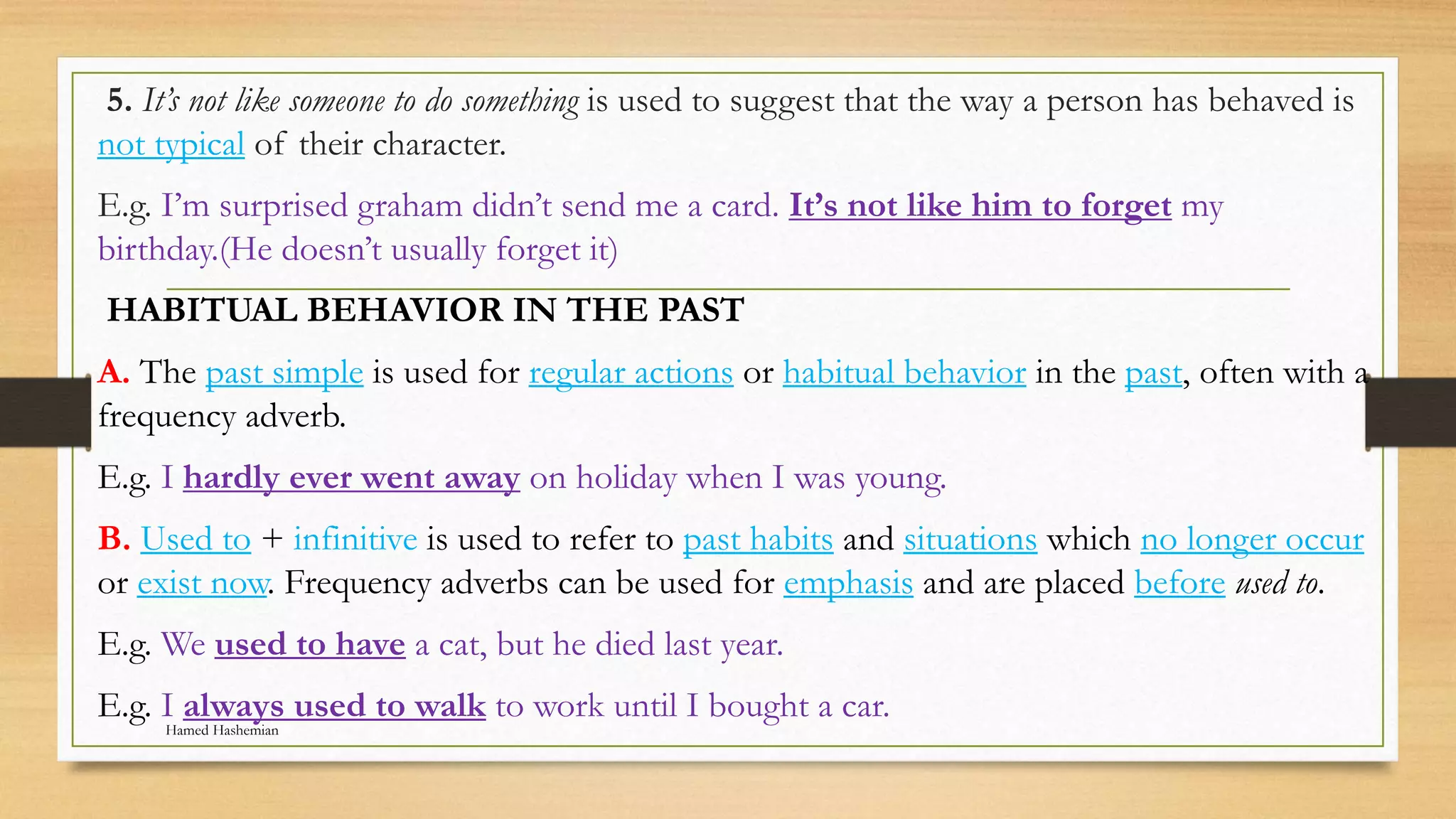 Habitual behaviour(unit 1) | PPTX