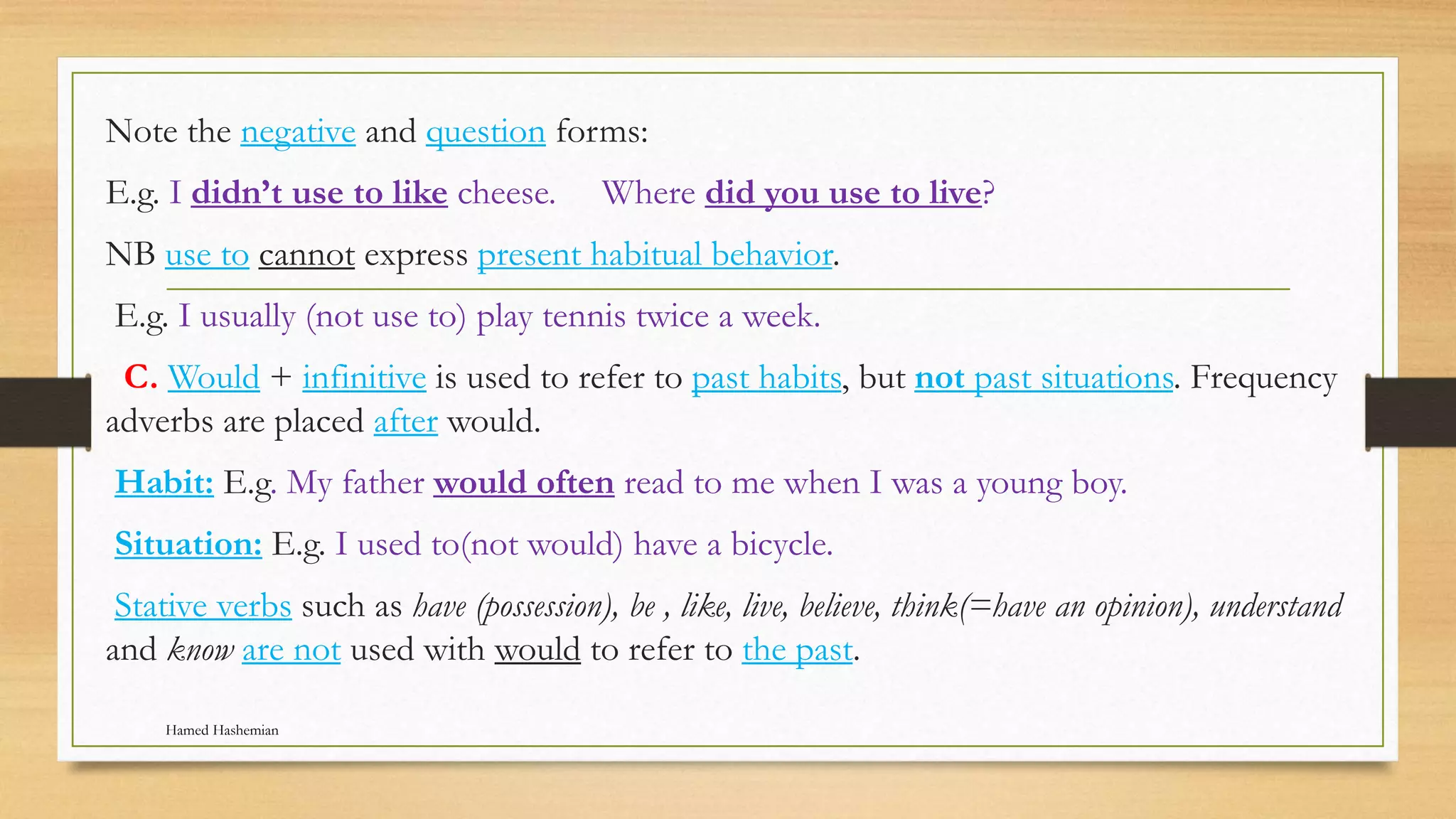 Habitual behaviour(unit 1) | PPTX