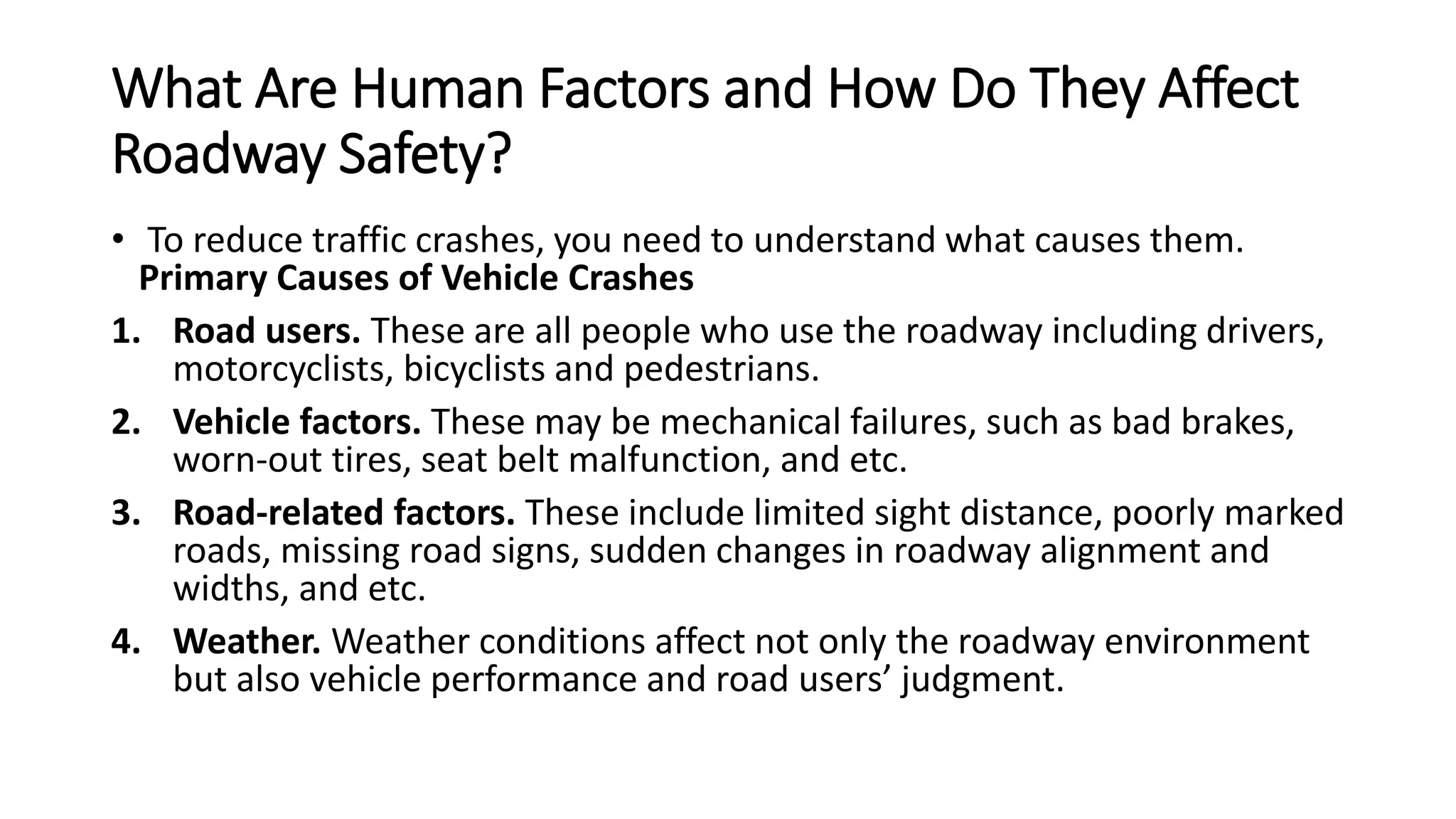 human factor and road safety | PPTX