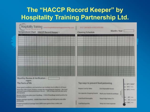 HACCP Record Keeper by Hospitality Training Partnership Ltd | PPT