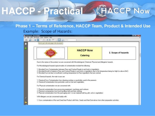 Principles of HACCP Practical Training