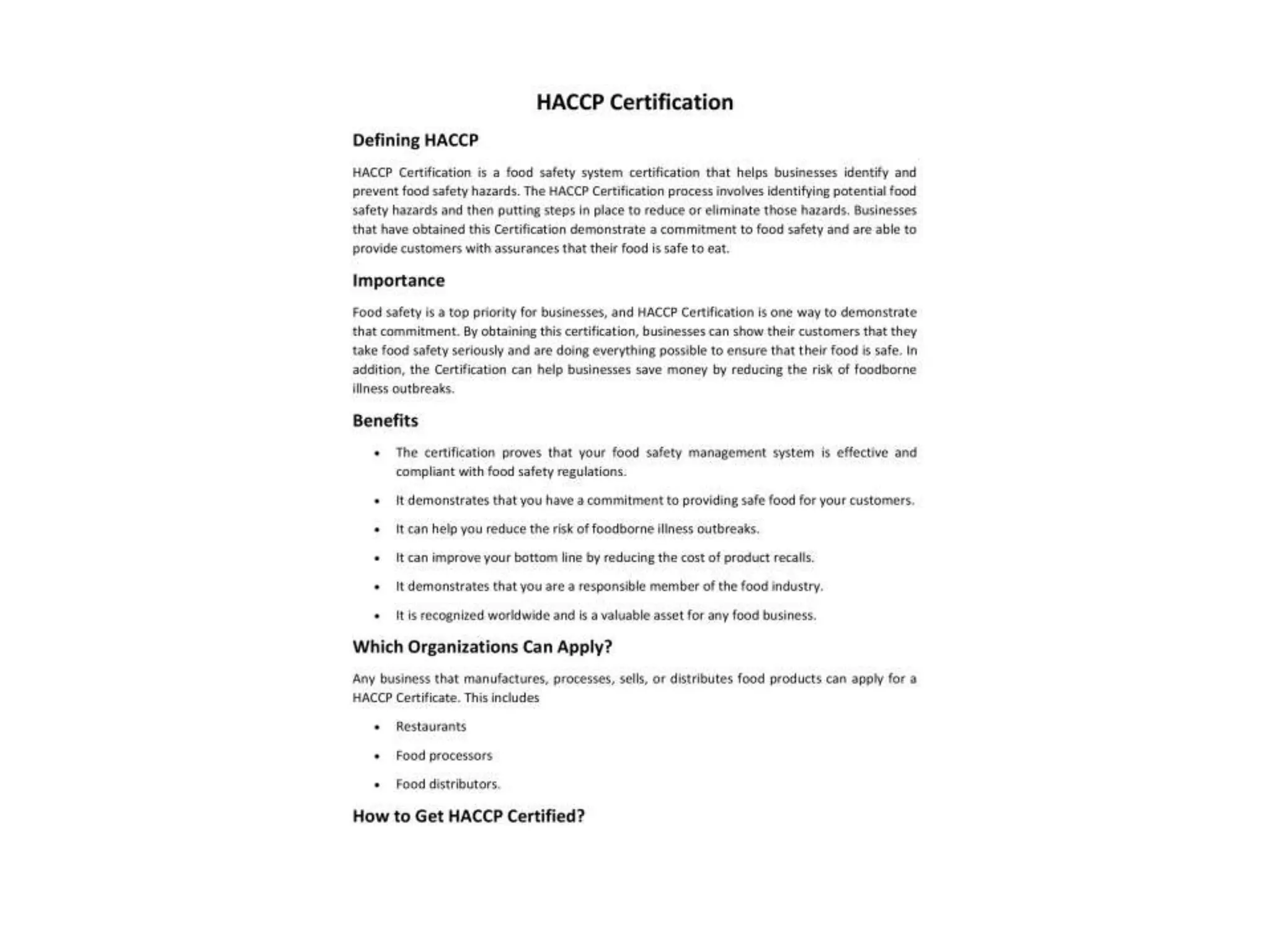 What HACCP standards must be met for HACCP Certification | PPT