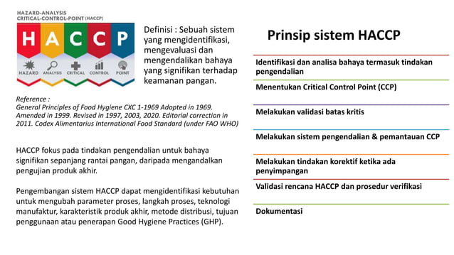 HACCP dan Penjaminan Mutu Produksi di industri pangan | PPTX