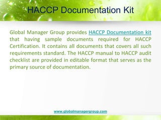 Guidance on the Requirements of HACCP Documentation | PPT