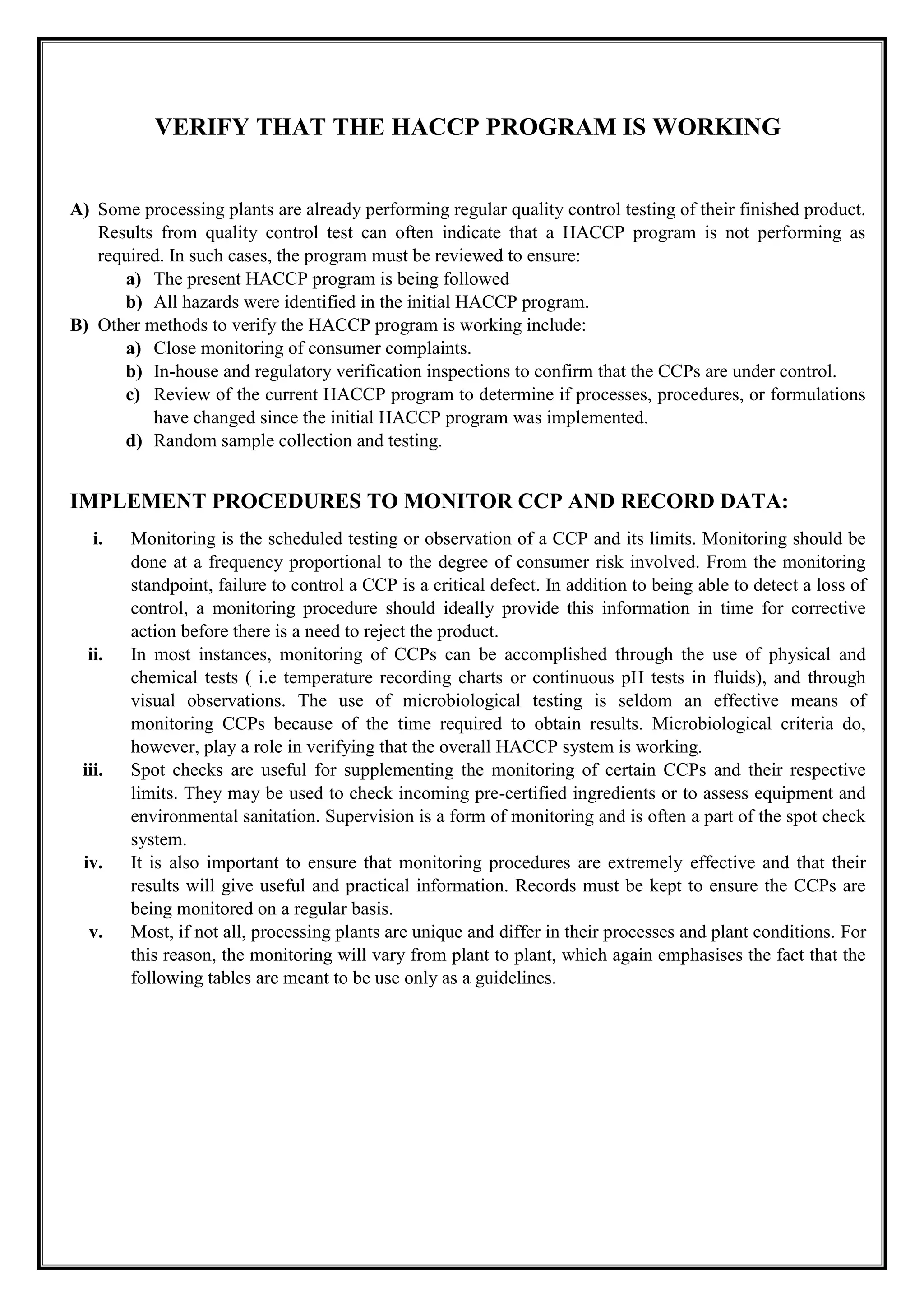 HACCP protocol for various Fish products | PDF