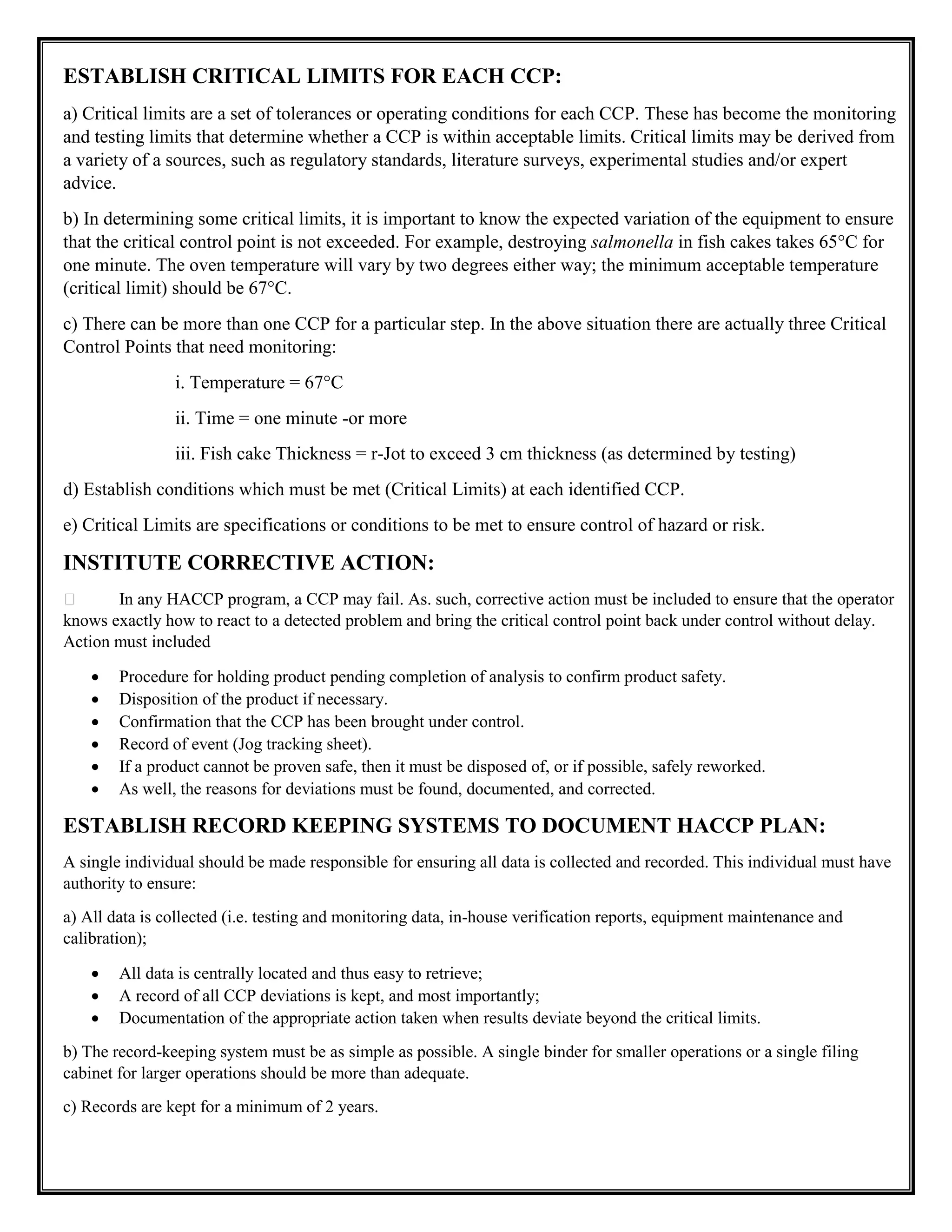 HACCP protocol for various Fish products | PDF