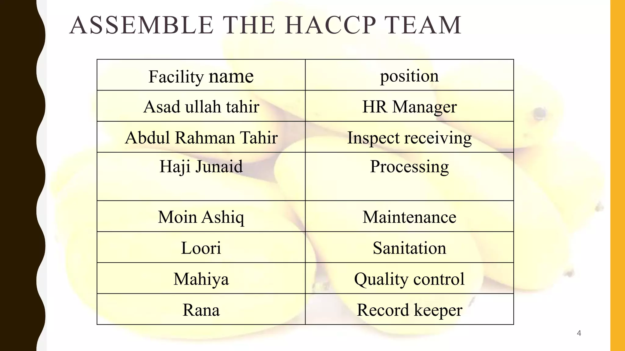 HACCP for Mango Pulp Processing plant | PPTX
